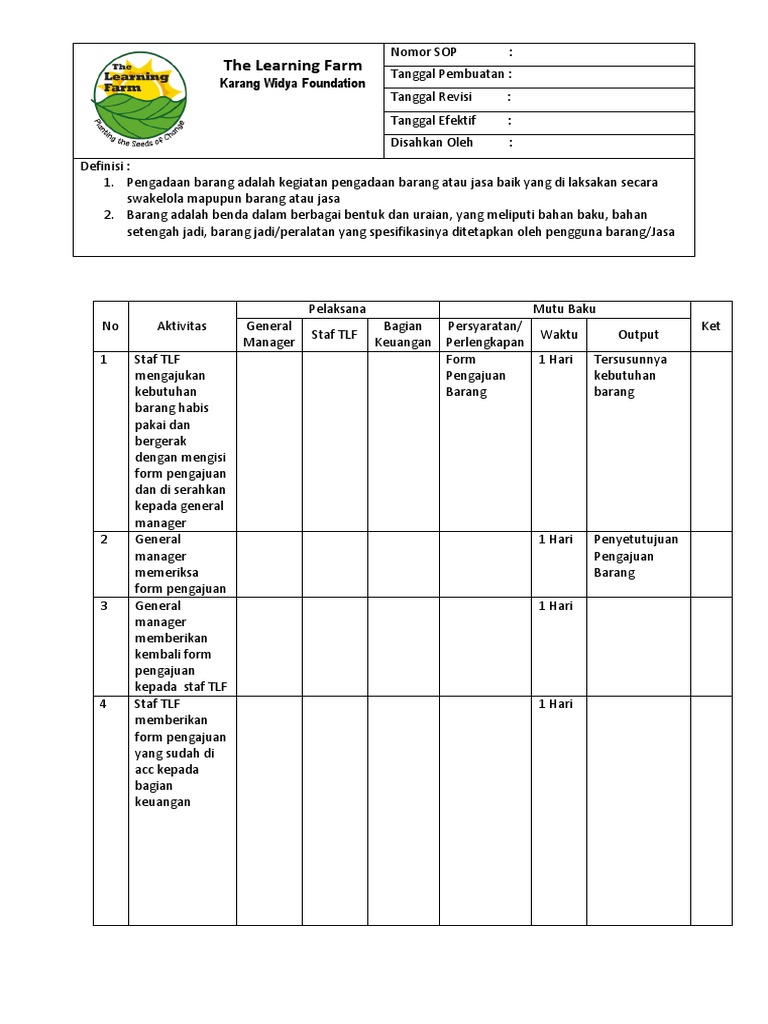SOP Purchasing | PDF