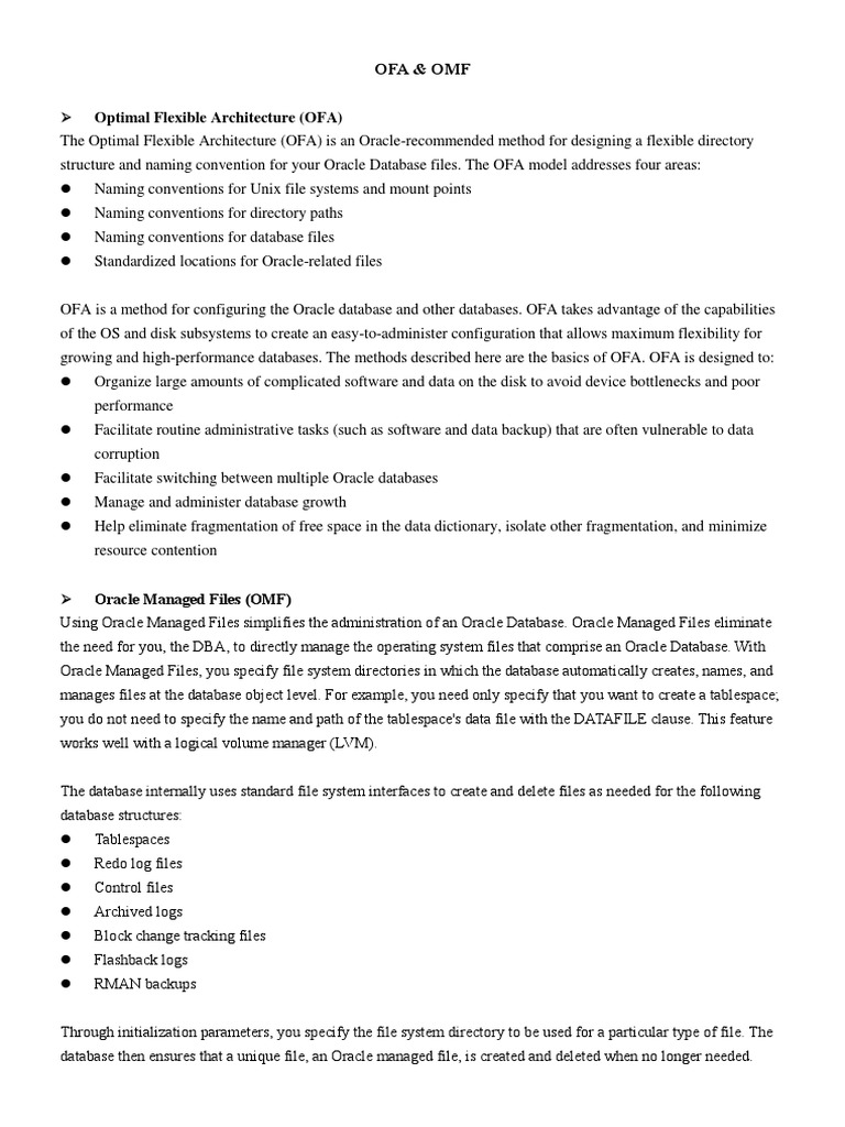 OFA & OMF | Databases | File System