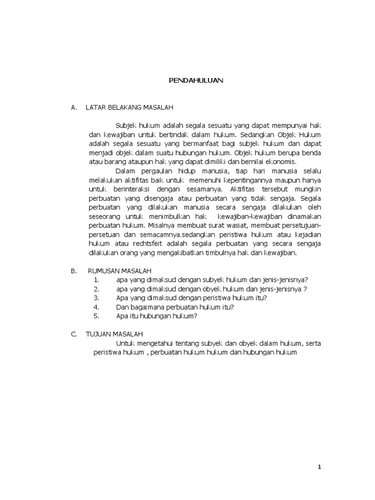 Subjek dan Objek Hukum dalam Hukum | PDF | Hukum