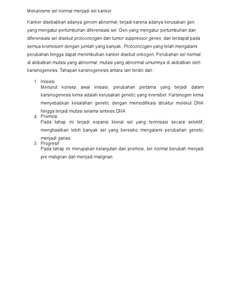 Mekanisme Sel Normal Menjadi Sel Kanker | PDF