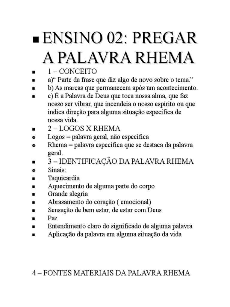 Ensino 02 - Pregar A Palavra Rhema | PDF | Pastor | Espírito