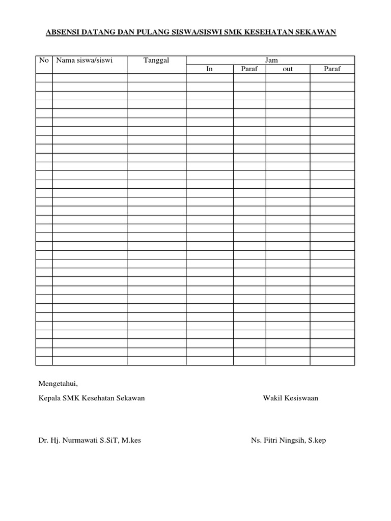 Absensi Datang Dan Pulang Siswa | PDF