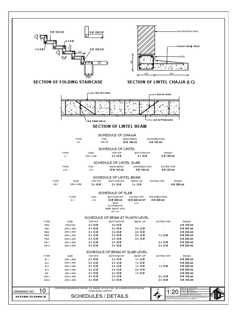 Section of Lintel Chajja (LC) Section of Folding Staircase: Schedules ...