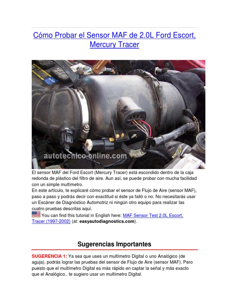 Cómo Probar El Sensor Maf de Tracer, Mercury, Escort | PDF | Sensor ...