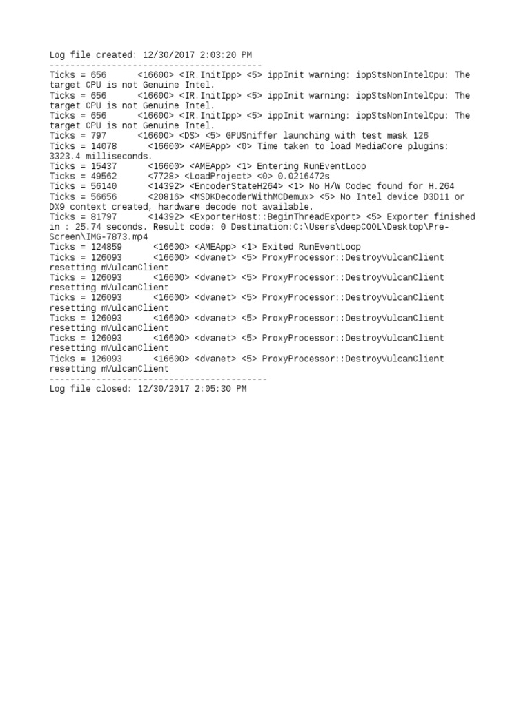 Adobe Media Encoder Log | PDF