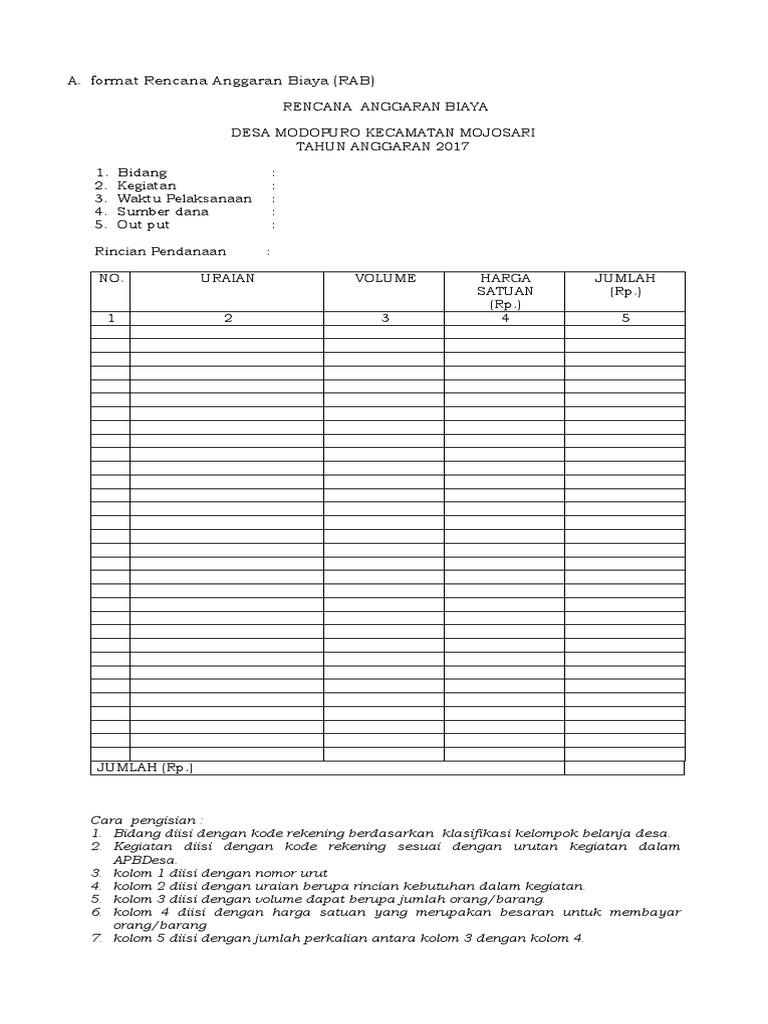 Format RAB 2017 | PDF
