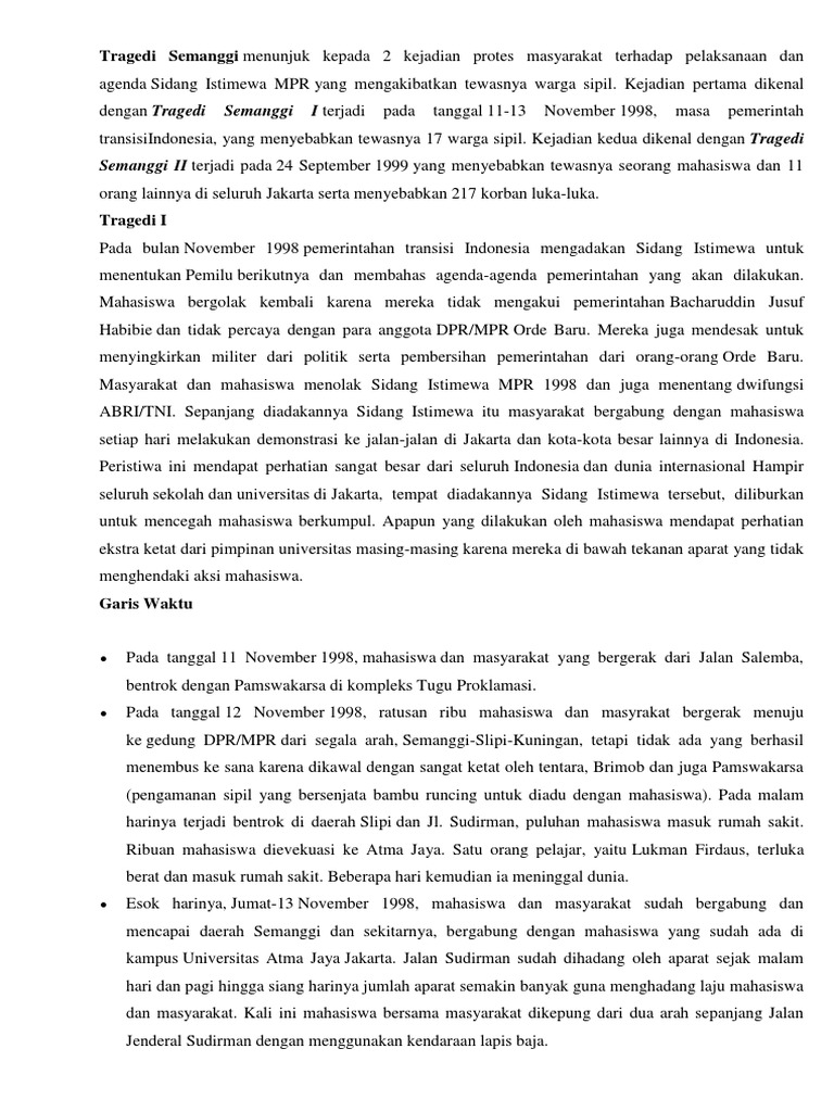 Tragedi Semanggi: Pelanggaran HAM 1998-1999 | PDF