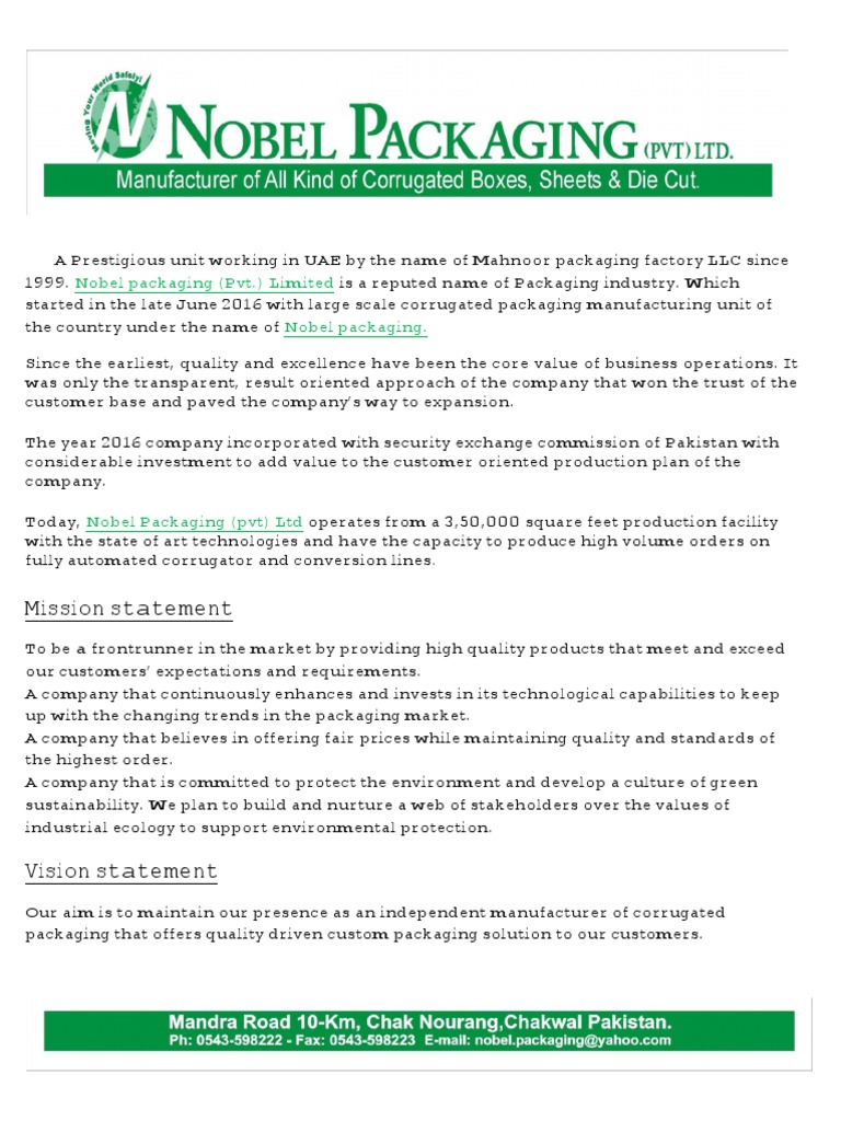 Company Introduction (Nobel Packaging) | PDF | Packaging And Labeling ...