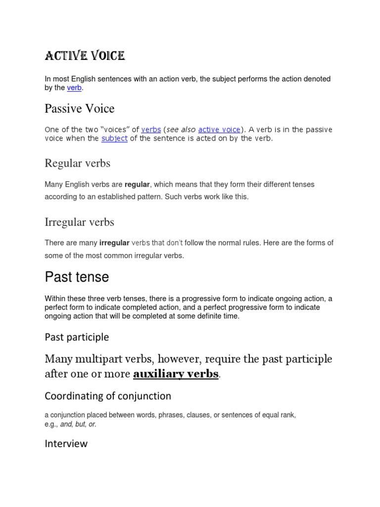 Active Voice: Past Tense | PDF