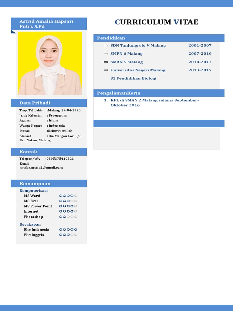 CV Astrid Amalia Hapsari | PDF