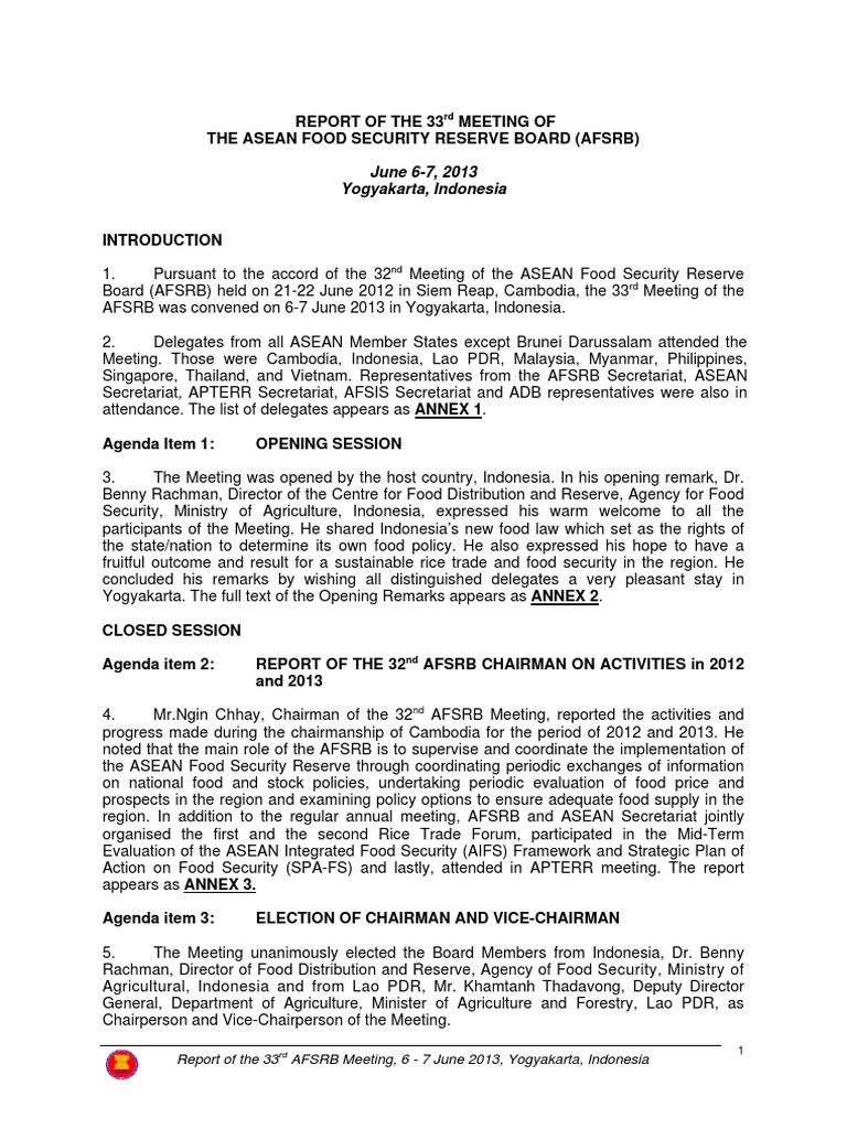 Strengthening Regional Food Security Cooperation: Key Outcomes and ...