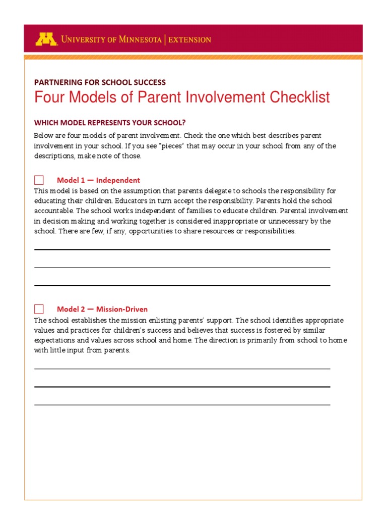 Four Models of Parent Involvement | PDF | Expert | Collaboration