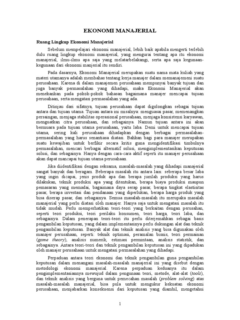 Konsep Ekonomi Manajerial | PDF