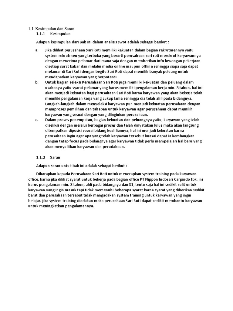 Analisis SWOT Sari Roti | PDF | Karier & Perkembangan | Bisnis
