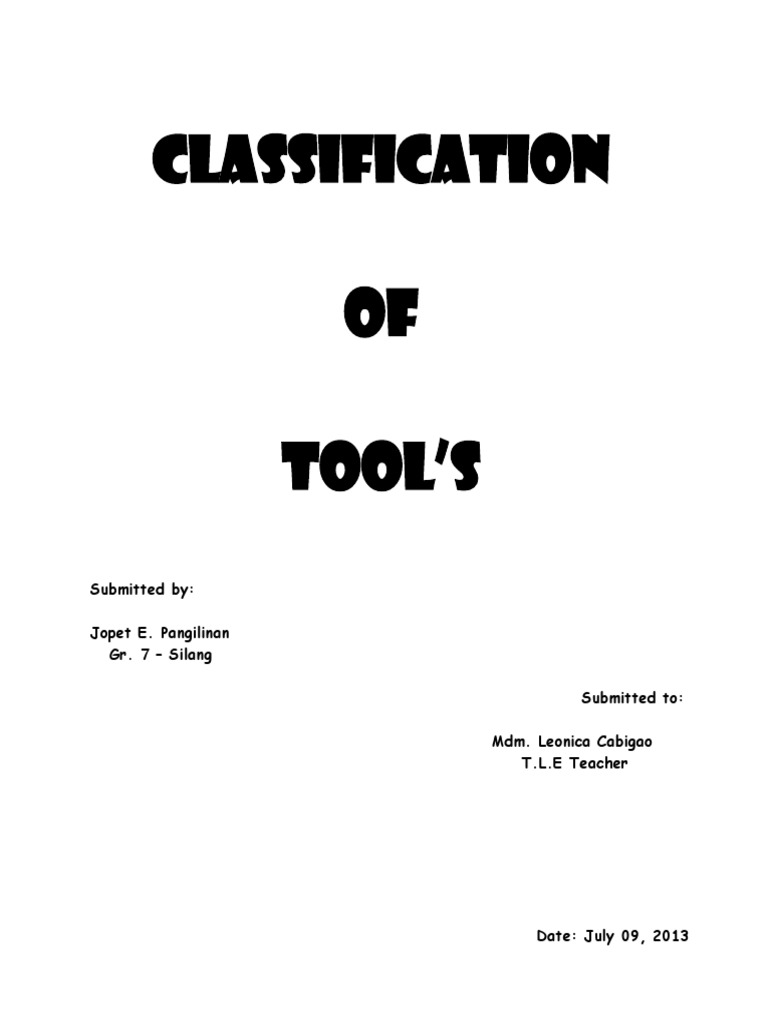 Classification of Tool's | PDF
