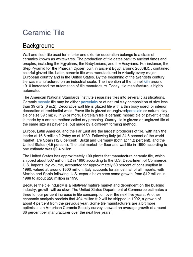 Tiles Process | PDF | Mill (Grinding) | Tile