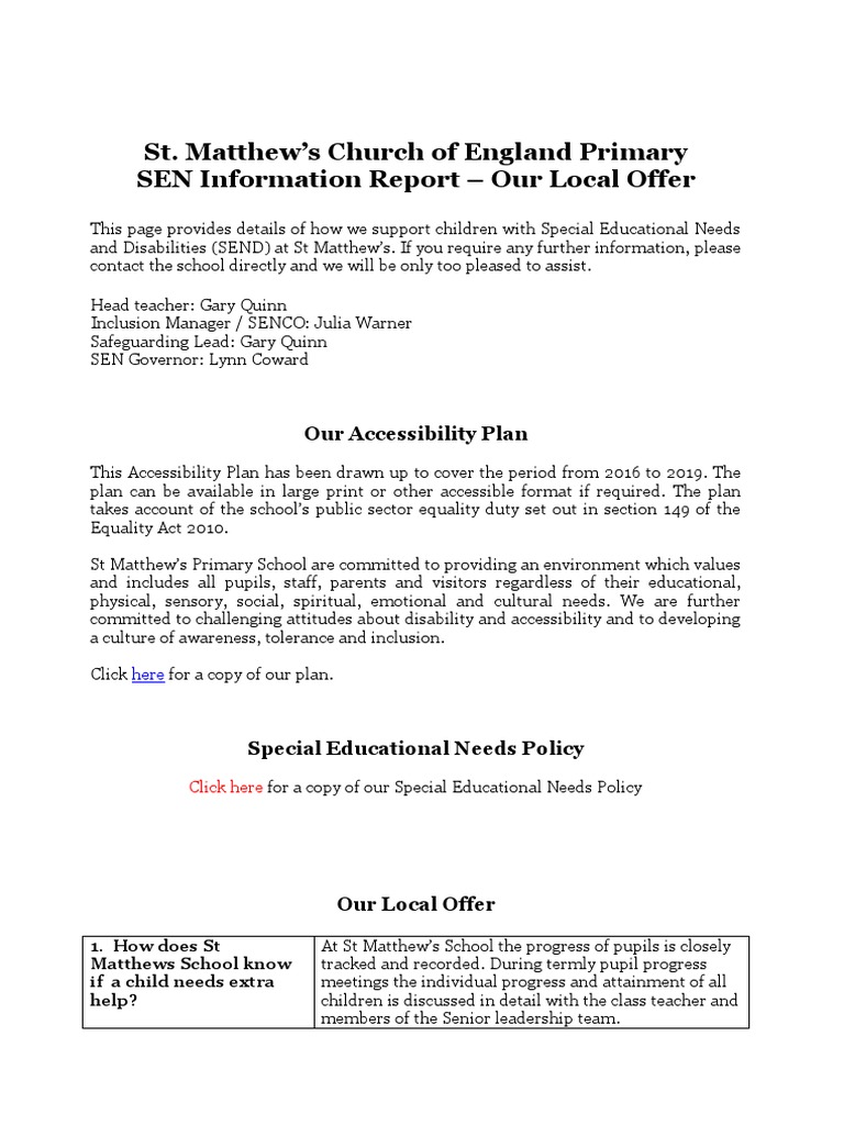 SEN Local Offer | PDF | Special Education | Teachers