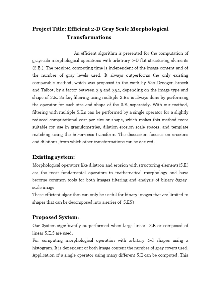 Efficient 2-D Gray Scale Morphological | PDF