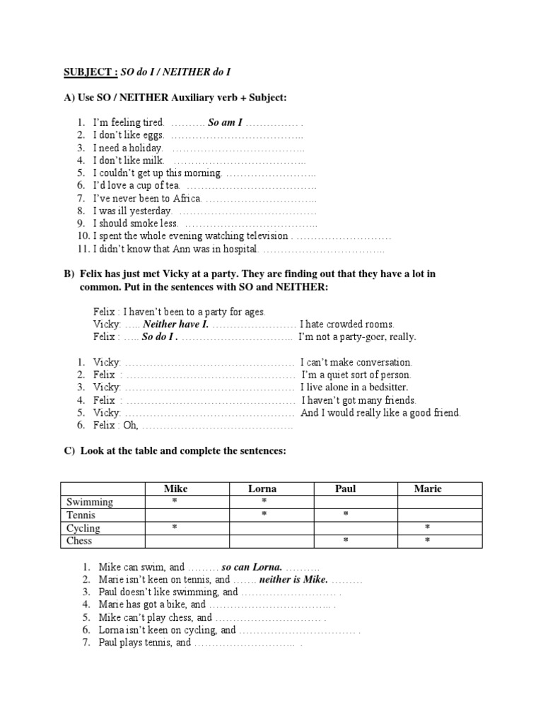 So Do I Neither Do I | PDF