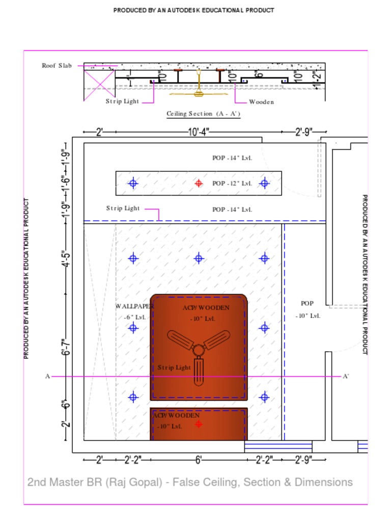 2nd Master BR - False Ceiling-Section-Dimensions (New) | PDF