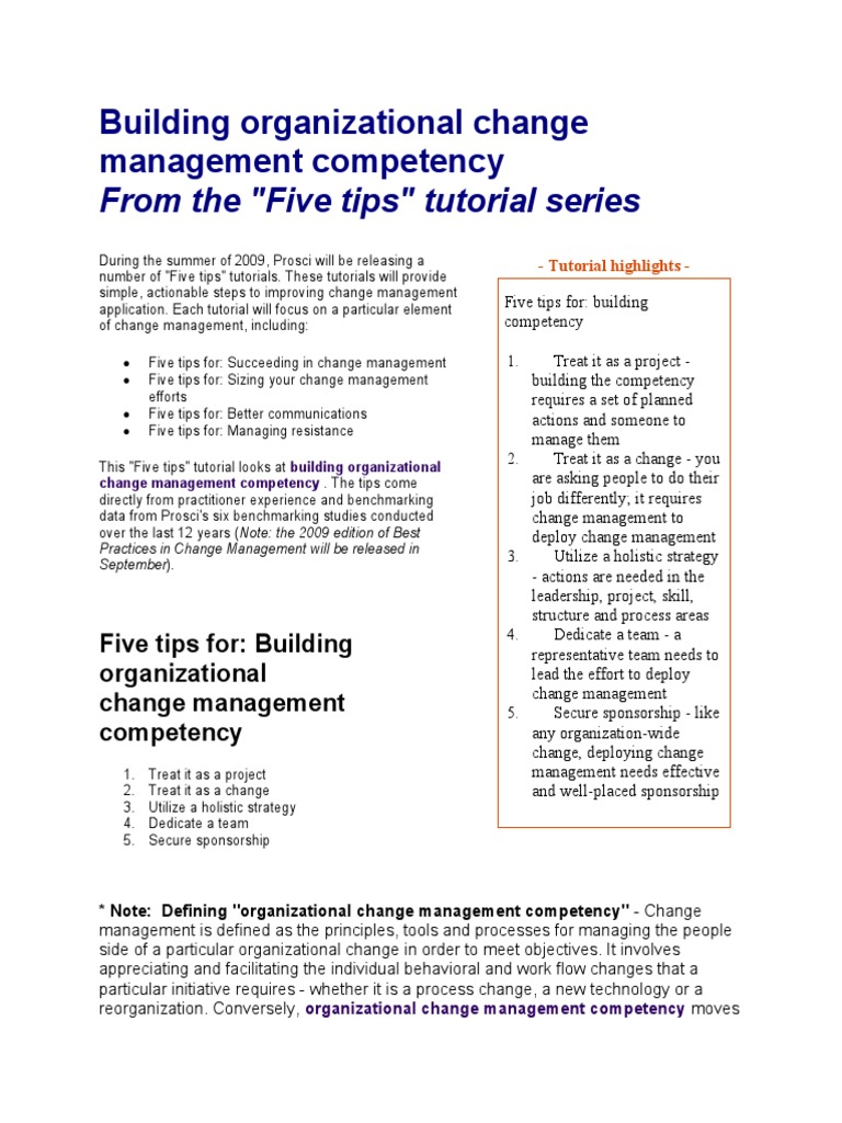 Building Organizational Change Management Competency | PDF | Business
