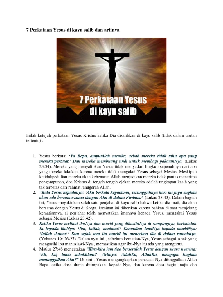 7 Perkataan Yesus Di Kayu Salib Dan Artinya | PDF