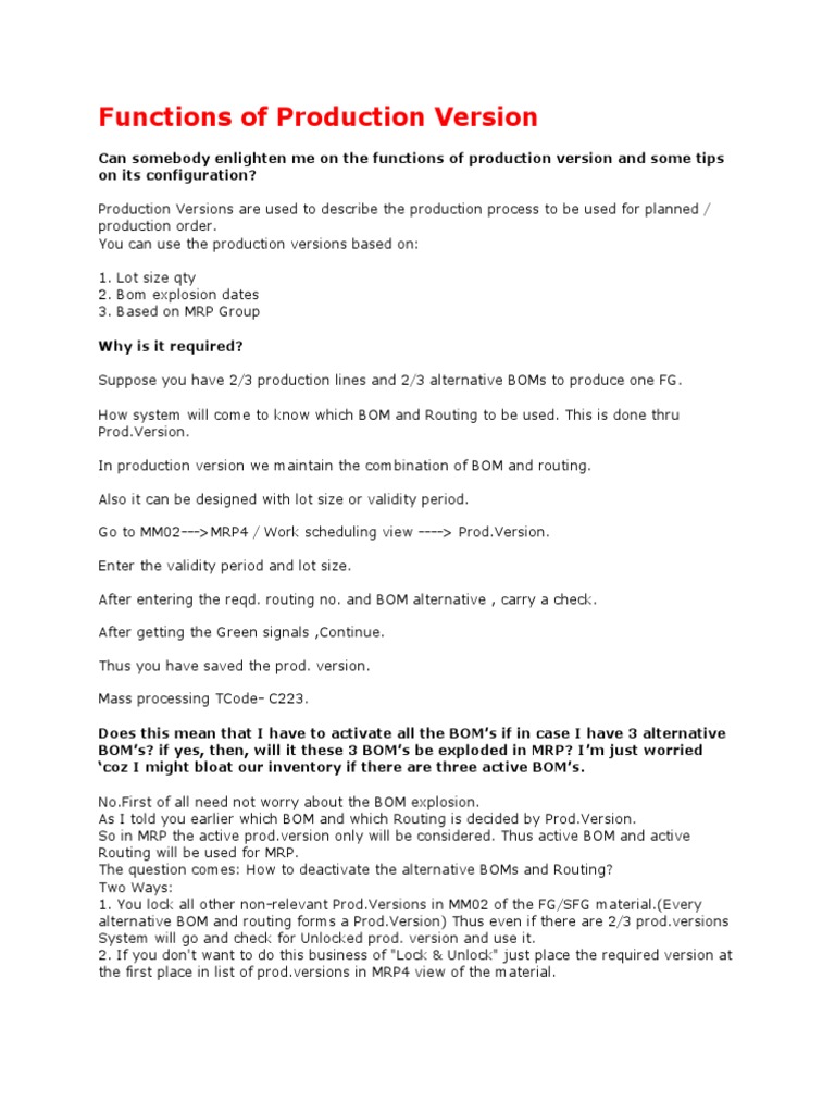 Functions of Production Version | PDF | Computing | Computing And ...