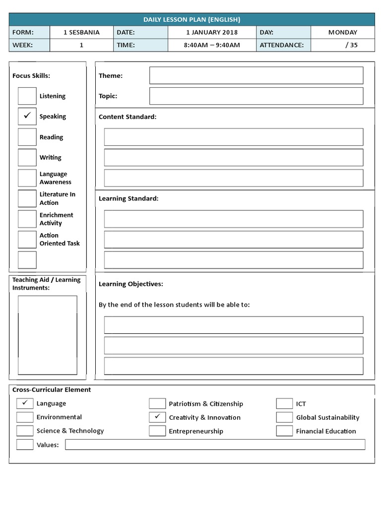 Andrew's Lesson Plan Template (CEFR) | PDF