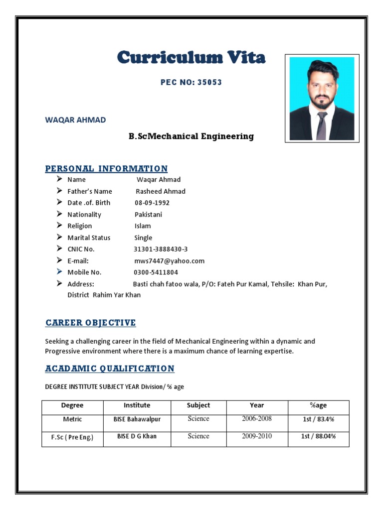Waqar. CV Eng | Download Free PDF | Turbine | Bearing (Mechanical)
