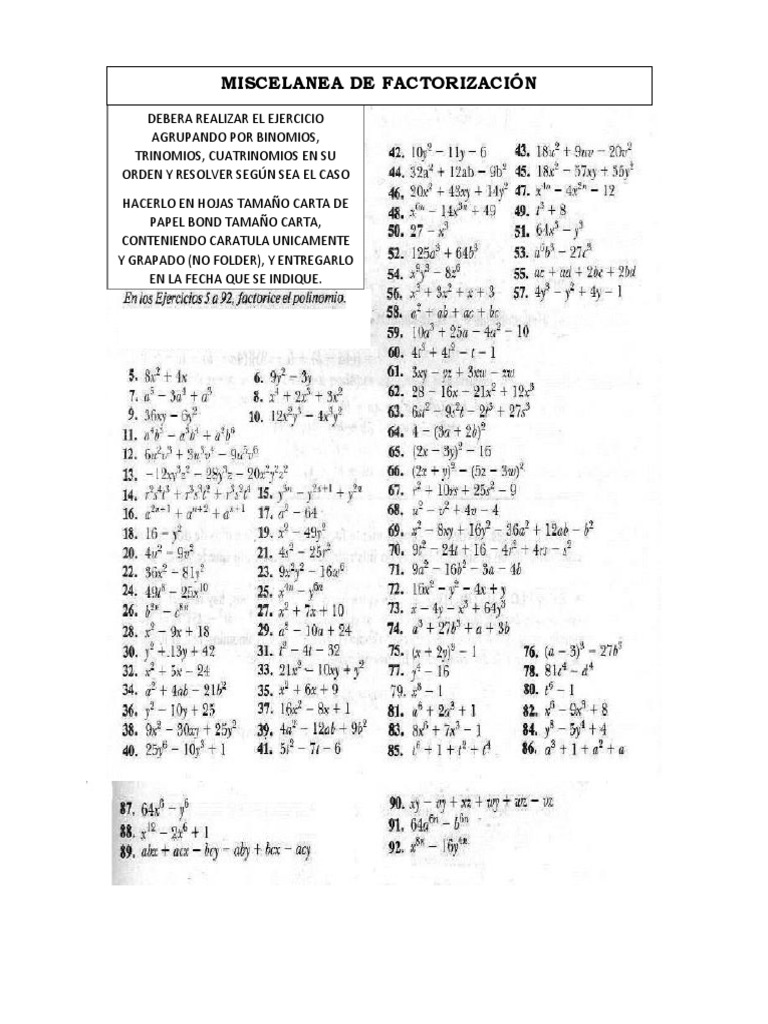 Miscelanea de Factorización | PDF | Enseñanza de matemática | Science