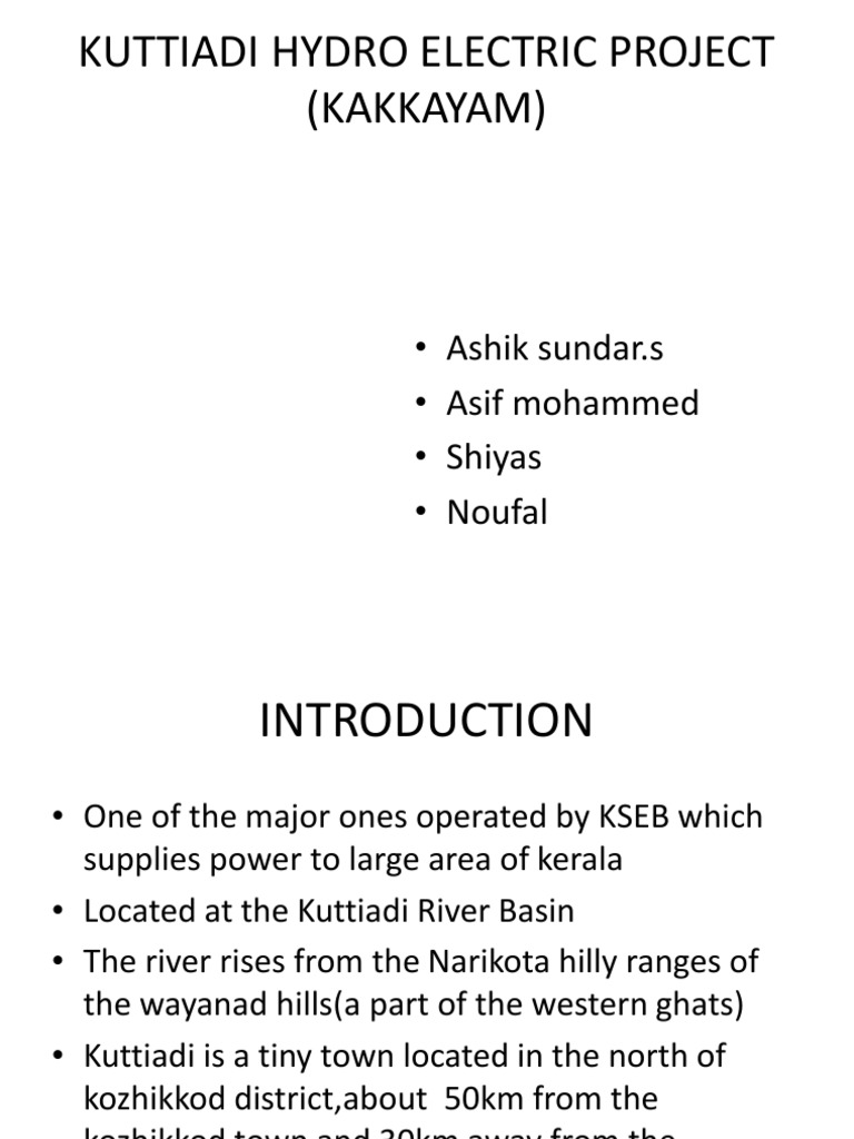 Kuttiadi Hydroelectric Project Overview | PDF | Battery Charger | Turbine