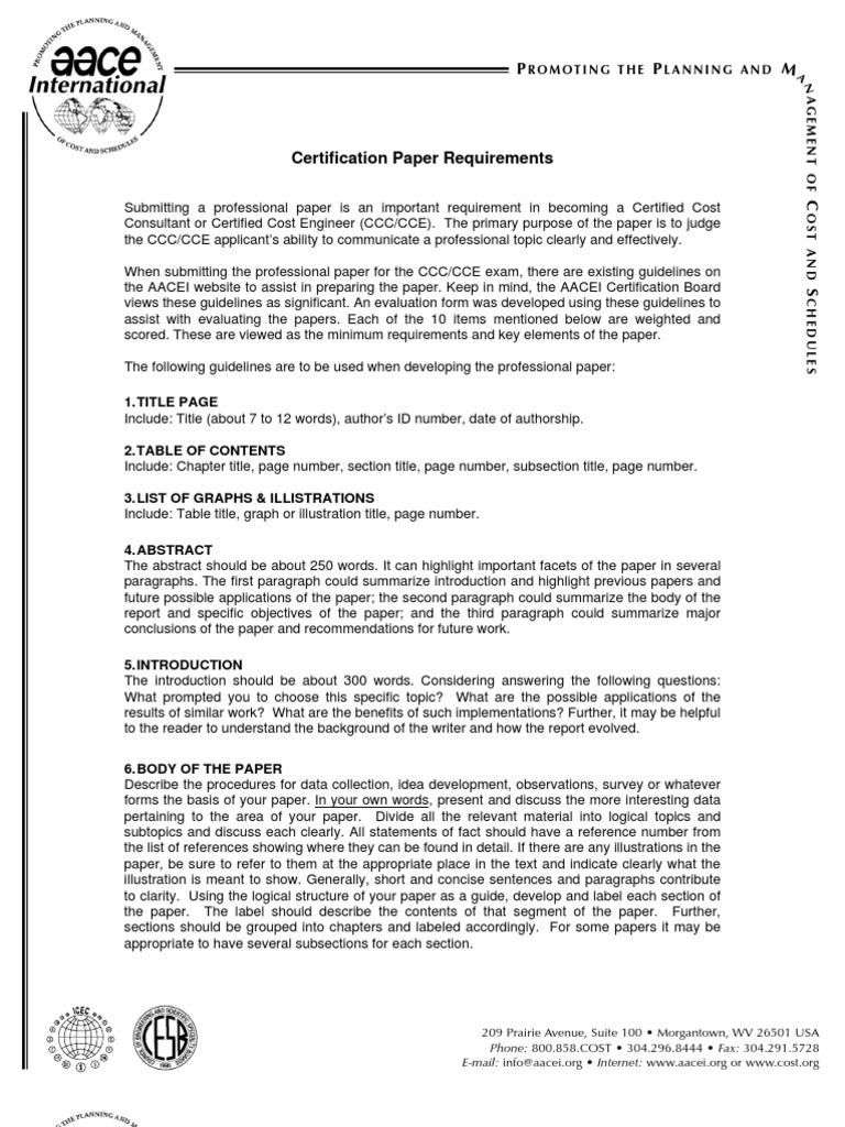 Cert Paper Req | PDF | Test (Assessment) | Communication