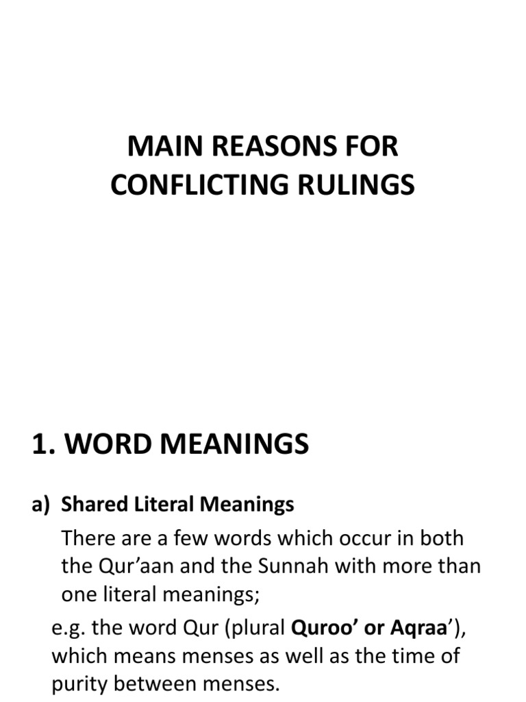 Group 6 Main Reasons For Conflicting Rulings | PDF | Hadith | Islamic ...