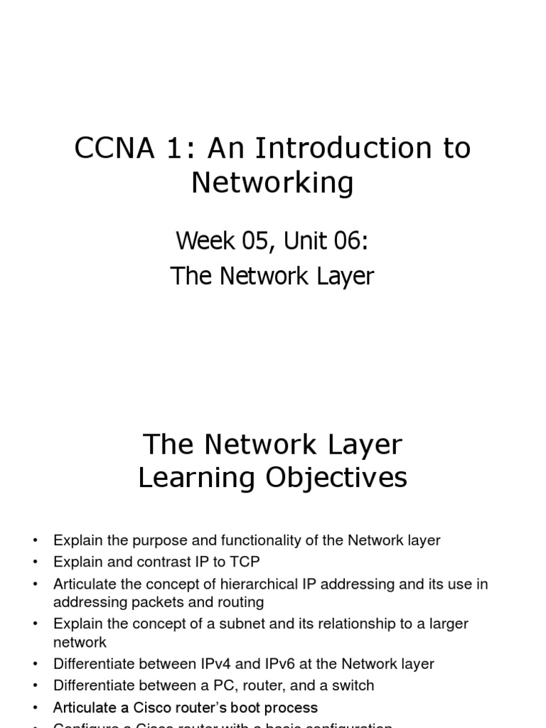 CCNA 1 - Week 05-Network Layer | PDF | Routing | Router (Computing)