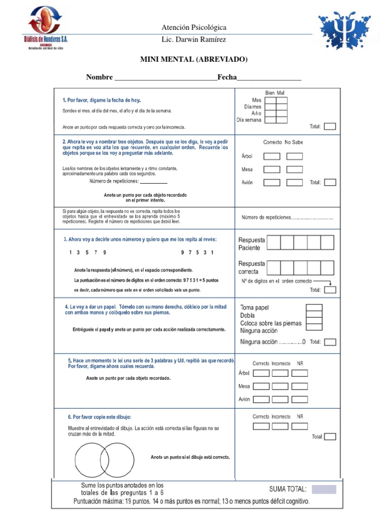 Mini Mental Abreviado | PDF