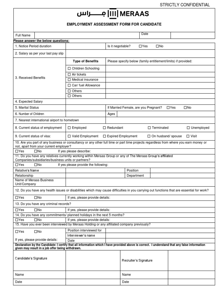 HR-Employment Assessment Form - Revised.06!02!2017 | PDF | Employment ...