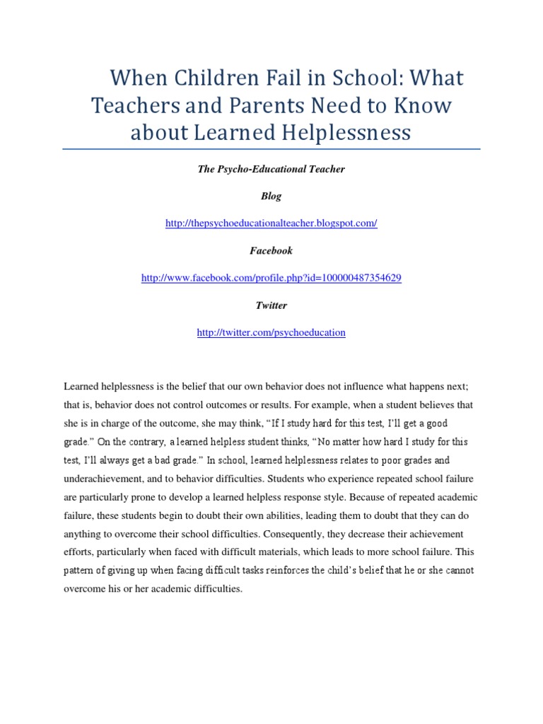 When Children Fail in School: What Teachers and Parents Need To Know ...