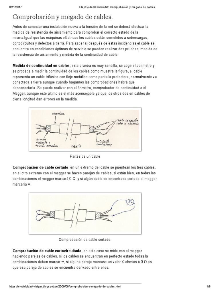Electricidad - Electricitat - Comprobación y Megado de Cables ...