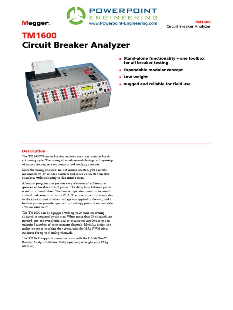 Megger TM1600 PDF | PDF | Switch | Electrical Network