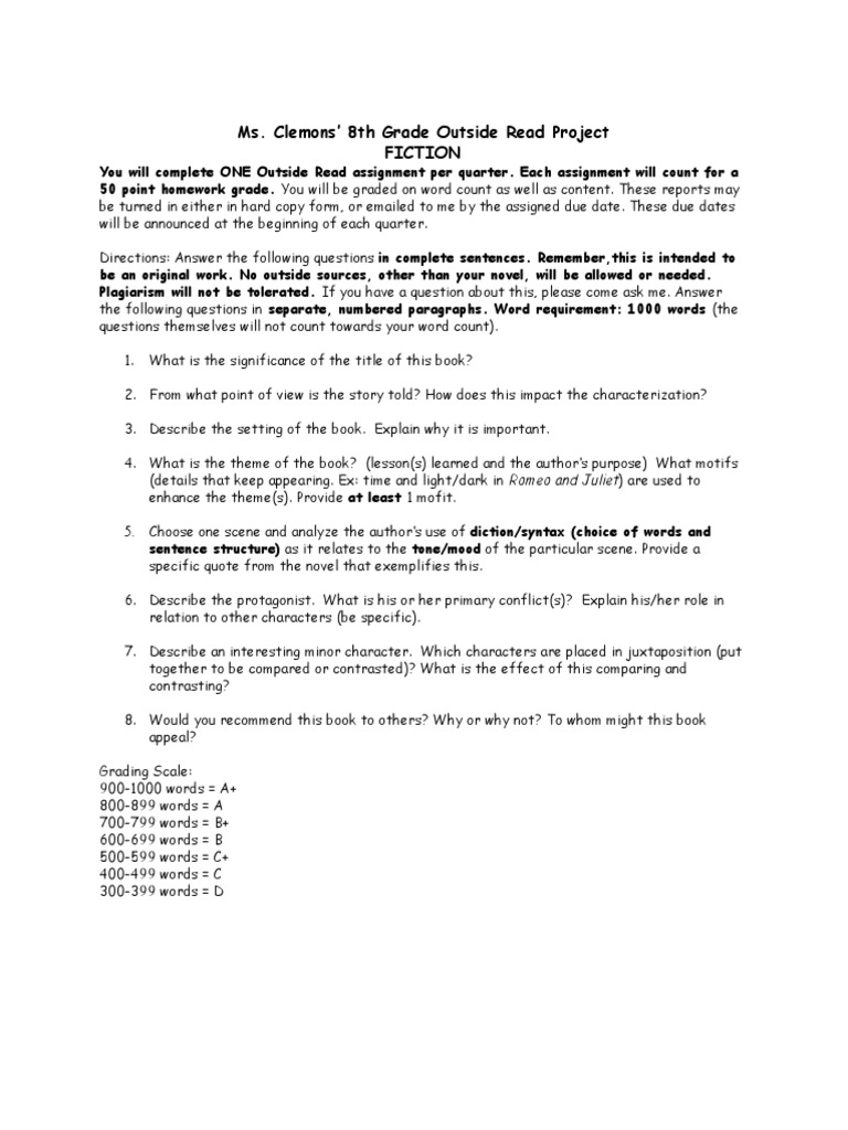 Fiction Outside Read | PDF | Language Arts & Discipline | General Fiction