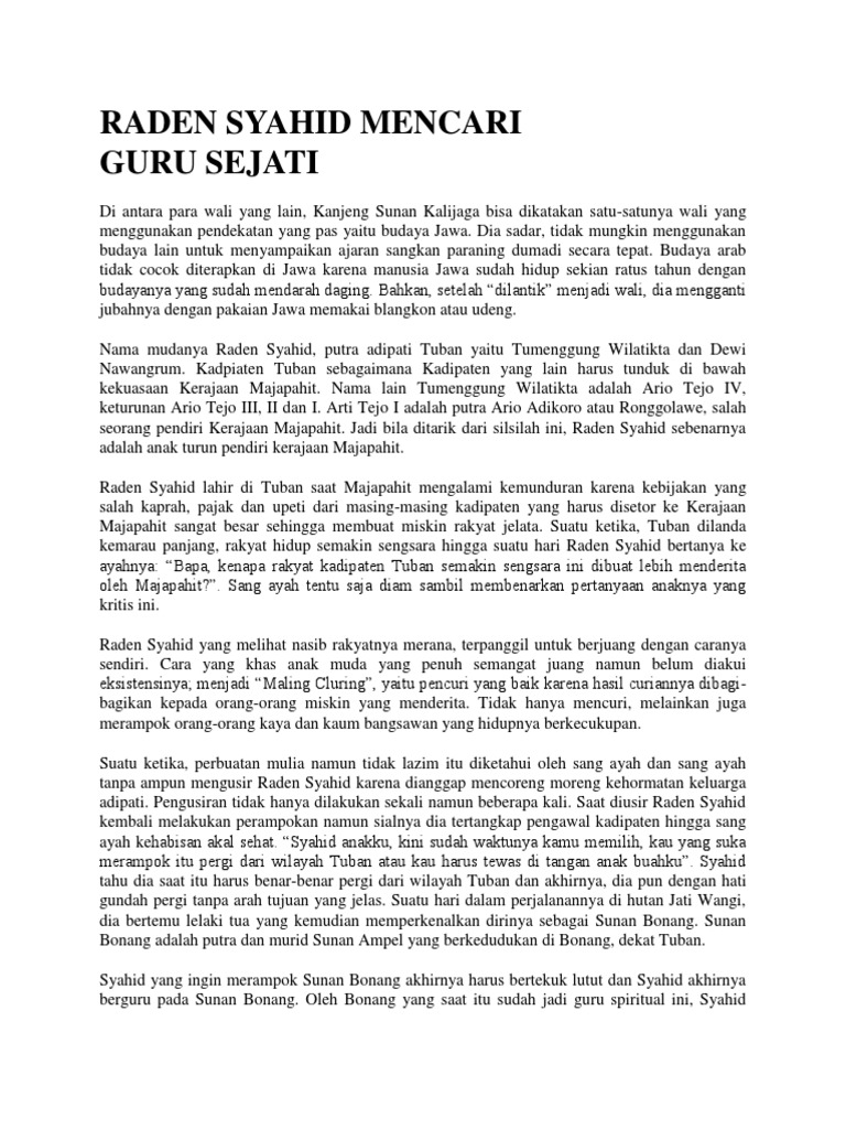Cara Raden Syahid Mencari Guru | PDF