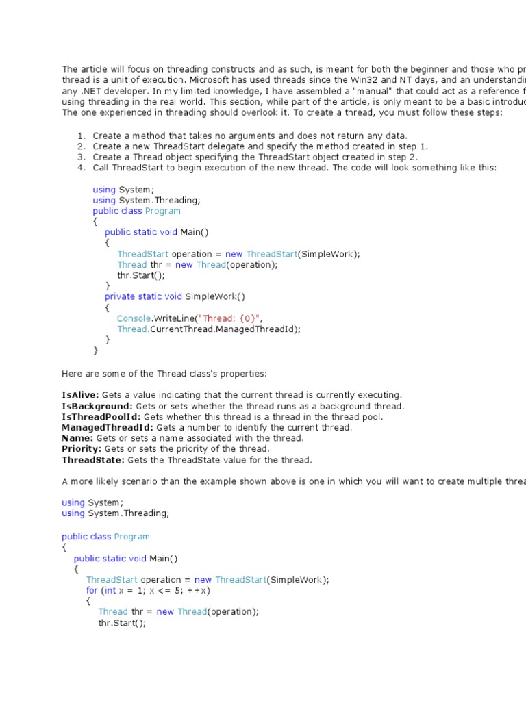 Using Using Public Class Public Static Void New New Program Pdf Process Computing