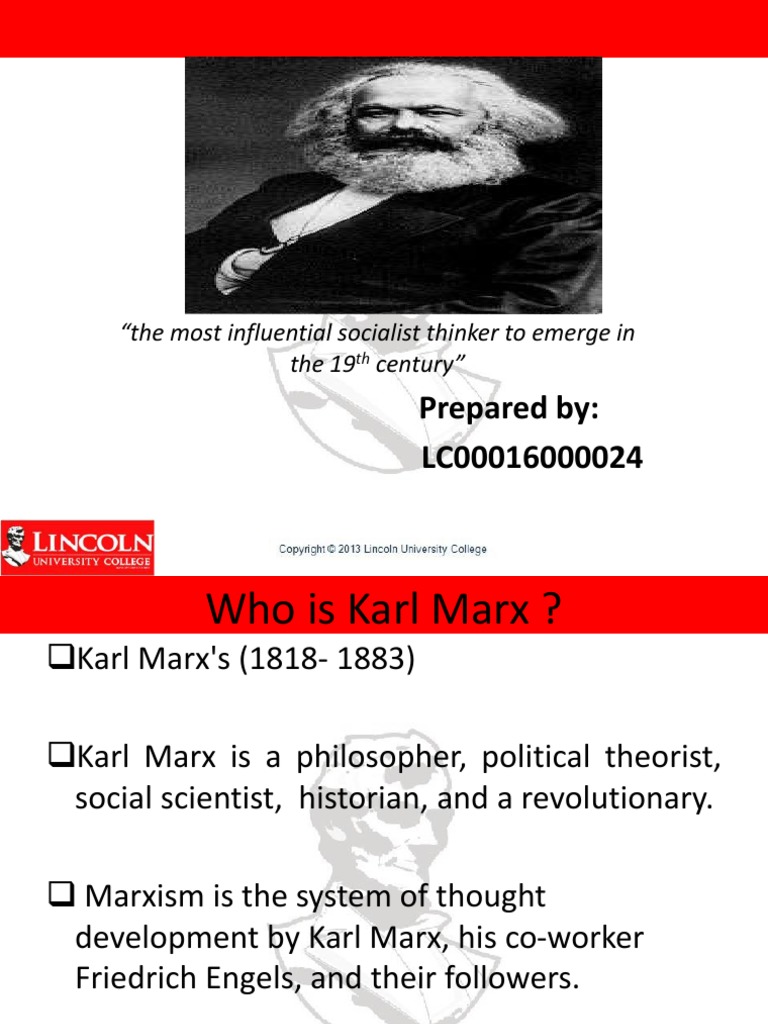 Prepared By: LC00016000024: "The Most Influential Socialist Thinker To ...
