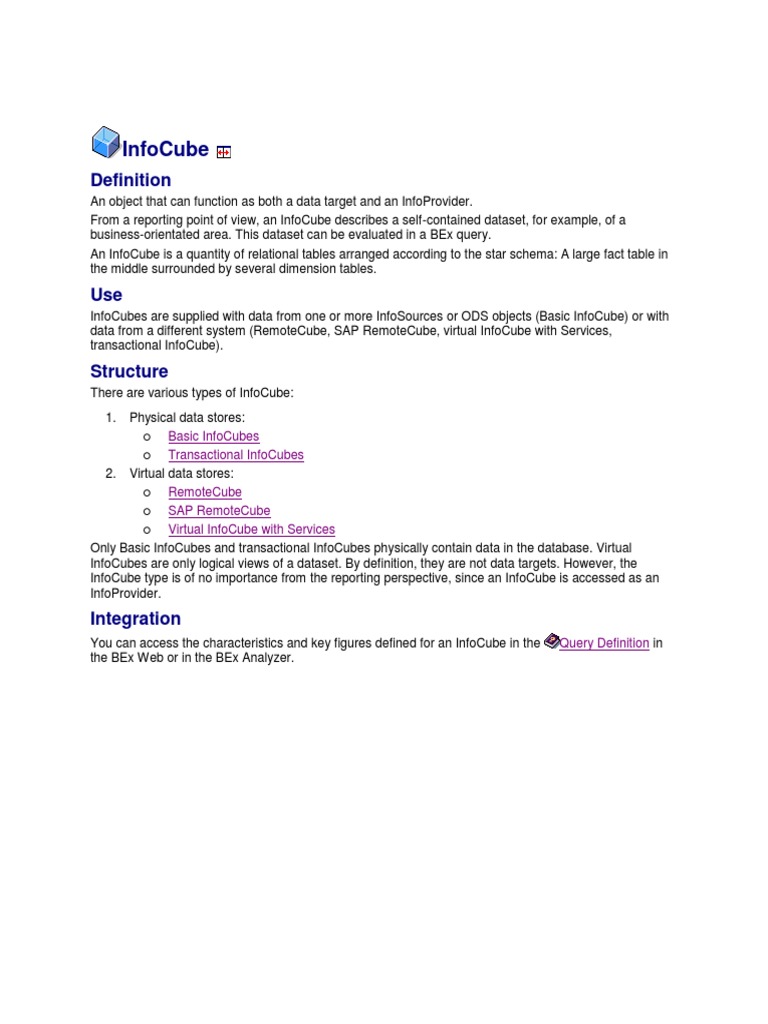 Infocube: Basic Infocubes Transactional Infocubes | PDF