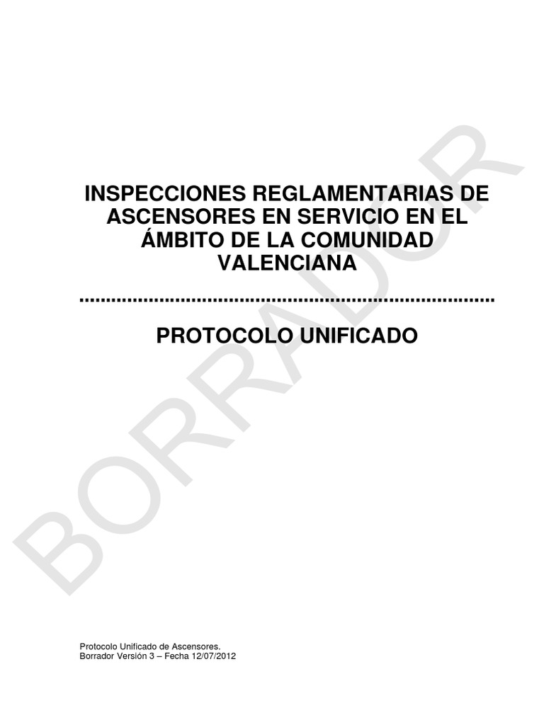 Protocolo Unificado de Inspecciones de Ascensores | PDF | Ascensor | Transporte