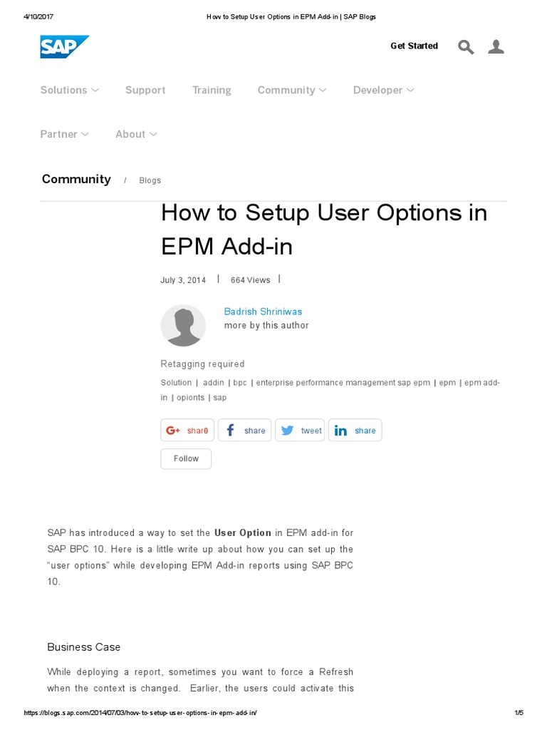 How To Setup User Options In Epm Add In Sap Blogs Pdf Visual Basic For Applications