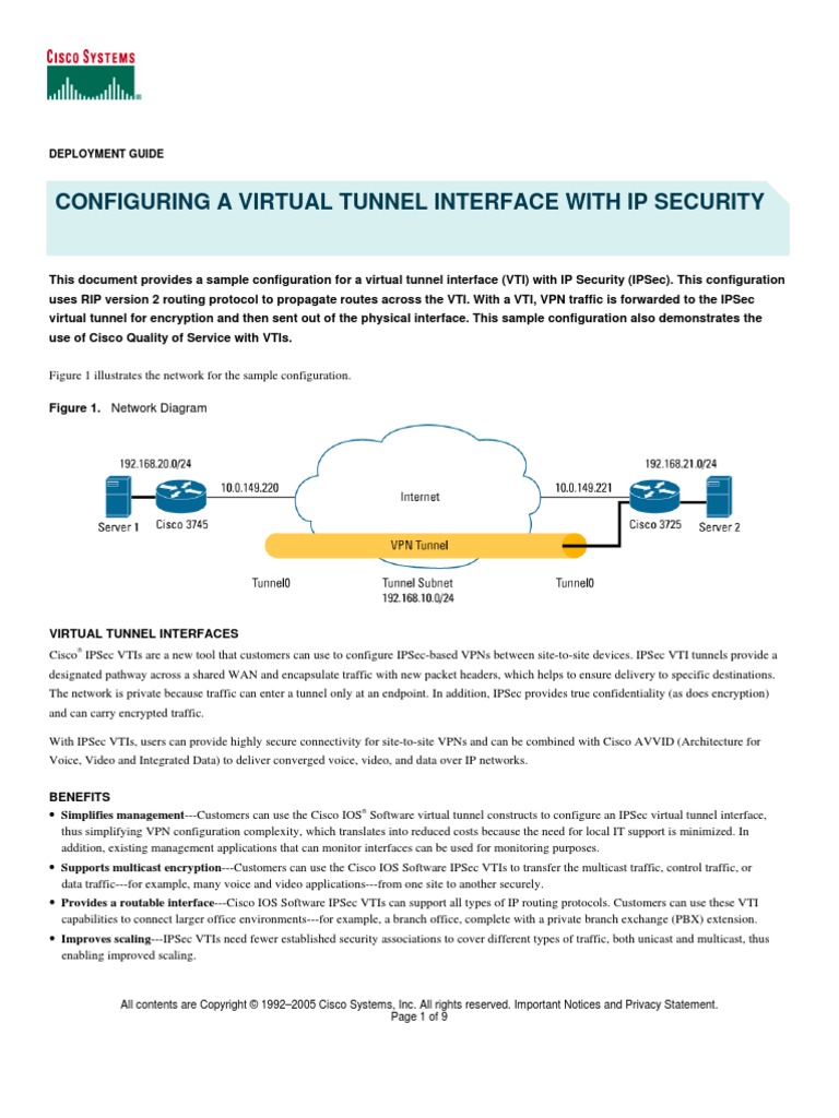 Cisco Configuring A Virtual Tunnel Interface With Ip Security Pdf