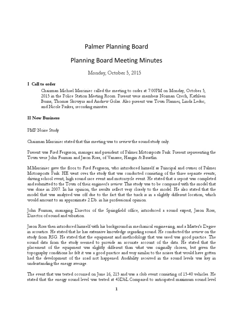 Discussion of Palmer Motorsports Park Noise Study From Palmer Planning ... Discussion of Palmer Motorsports Park Noise Study From Palmer Planning ...
