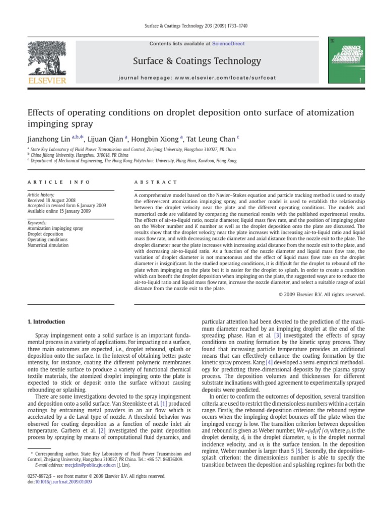 Surface & Coatings Technology: Jianzhong Lin, Lijuan Qian, Hongbin ...