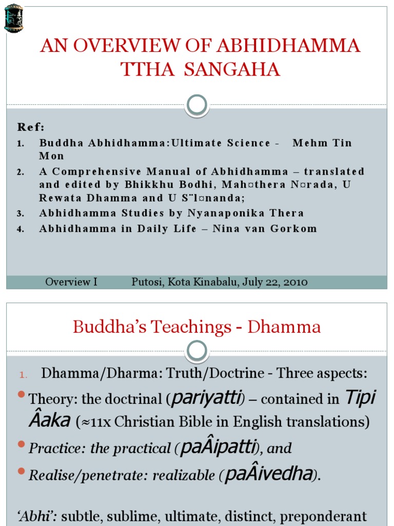 Overview of Abhidhamma Teachings | PDF | Buddhist Texts | Mind